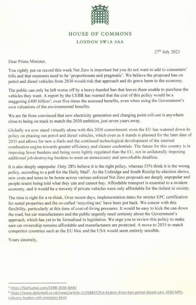 Revealed: The Tory letter that tipped Rishi Sunak’s hand on net zero